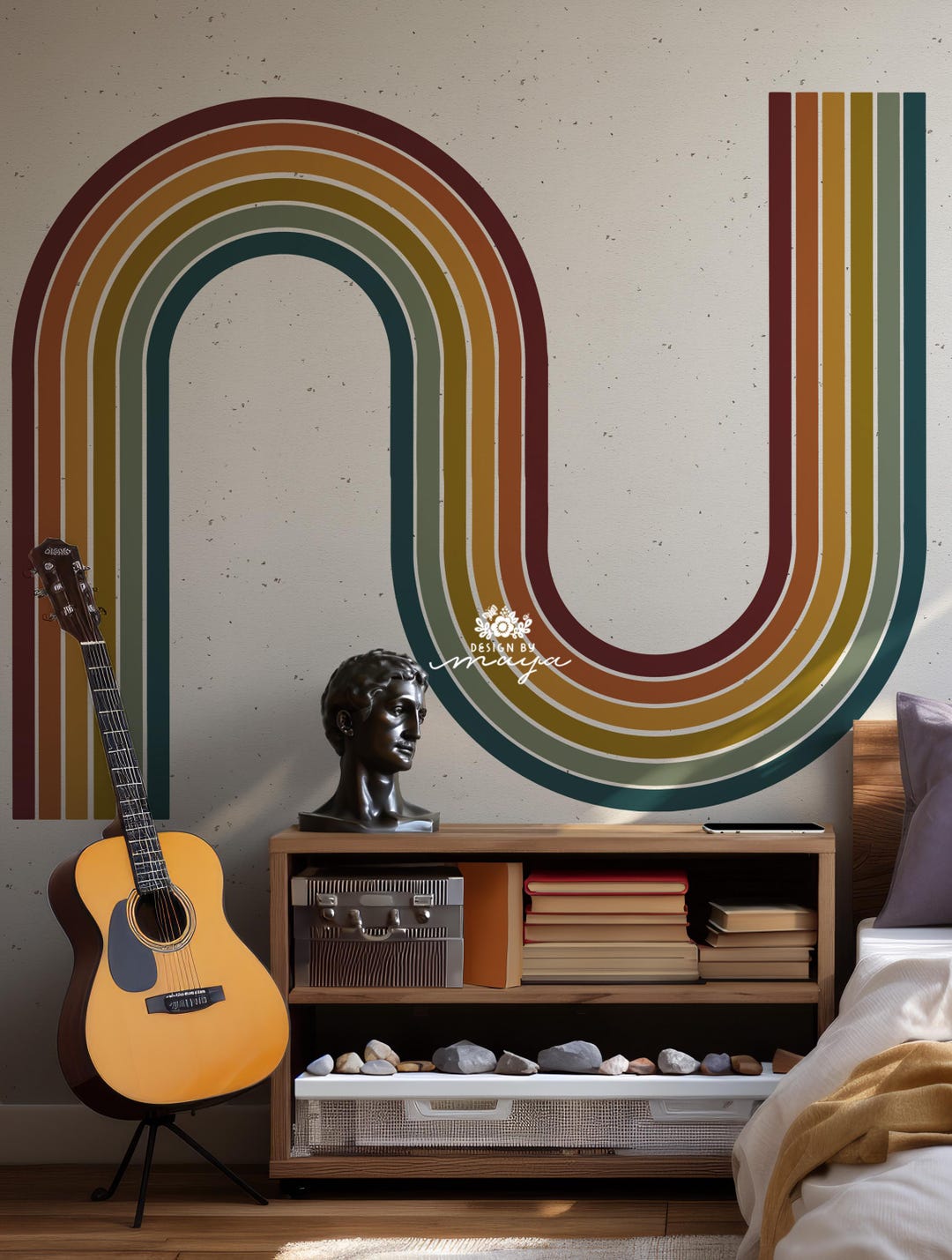 Retro Rainbow Wall Decals: Boho Desert Decor - Etsy