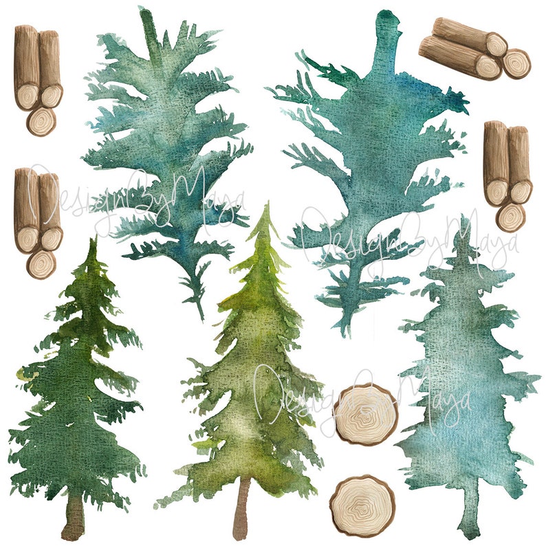 Boy Room Forest Theme Decals Pine Trees Stickers Baby Decor - Etsy