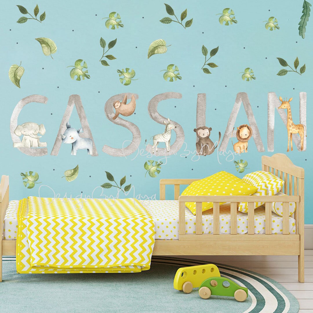 Personalized Baby Decals Baby Name Decor Nursery Safari | Etsy