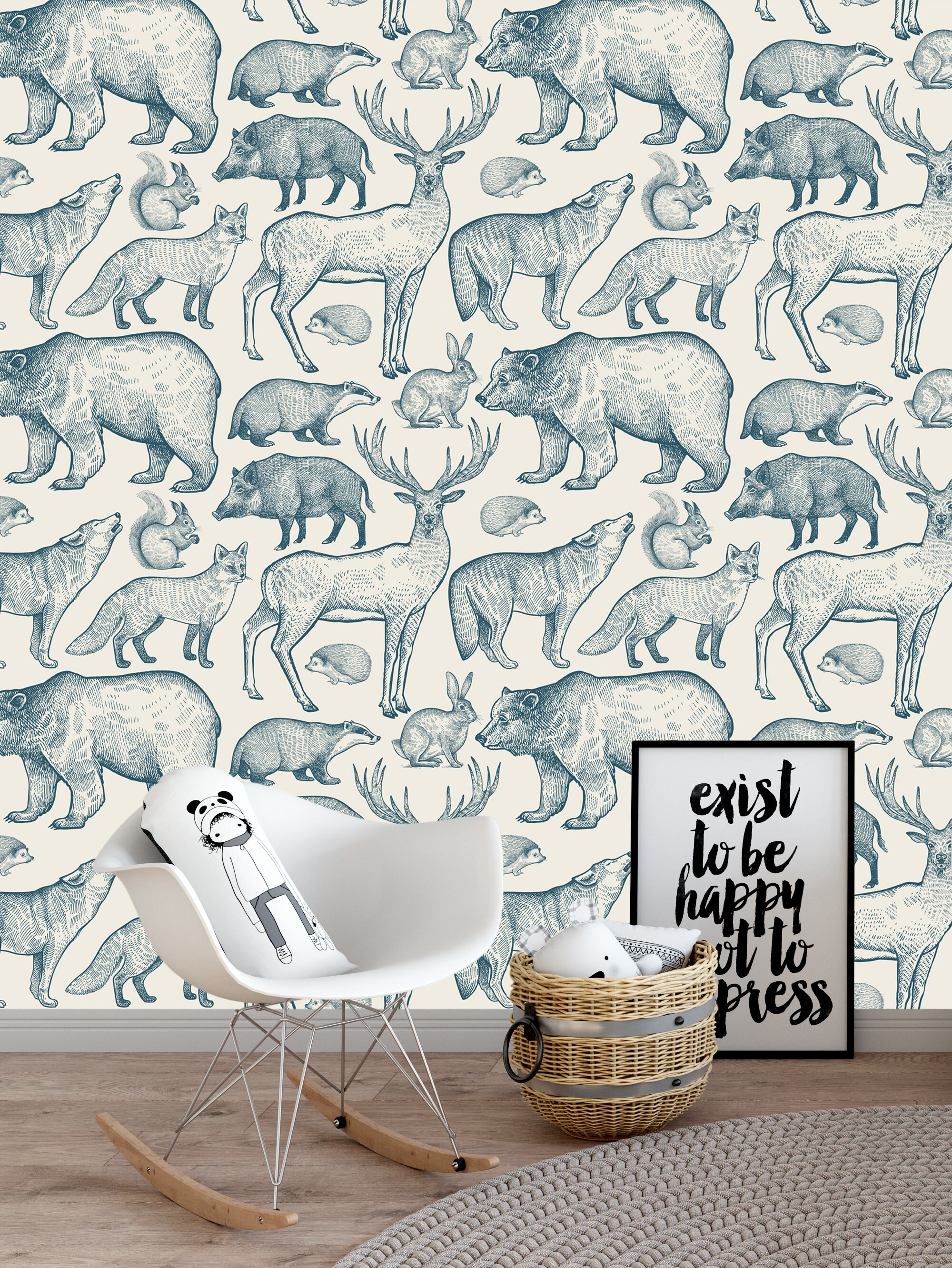 Animals illustration Safari nursery Boho style Nursery | Etsy