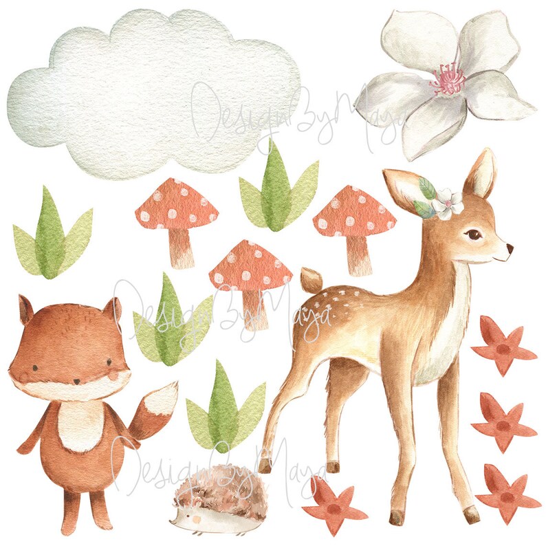 Fabric Wall Stickers Woodland Decals Art Nursery Decal - Etsy