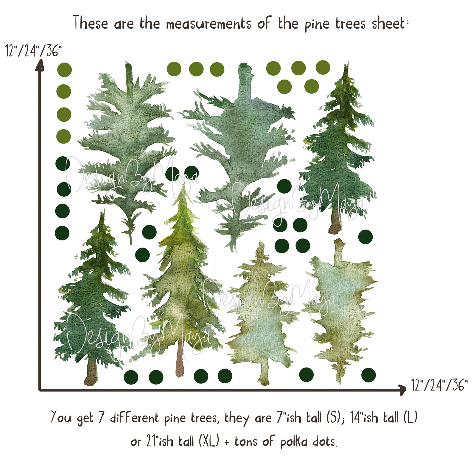 Pine Tree Fabric Decals Woodland Theme Kids Room Wall Decal - Etsy