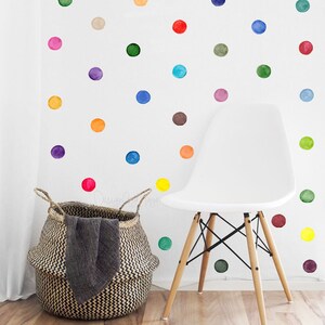 Watercolor Rainbow Polka Dots, Nursery Decals, Nursery Wall Decor ...