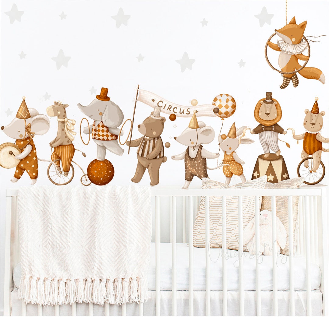 Vintage Circus Decals, Nursery Wall Decals, Circus Festival Decor, Kids ...