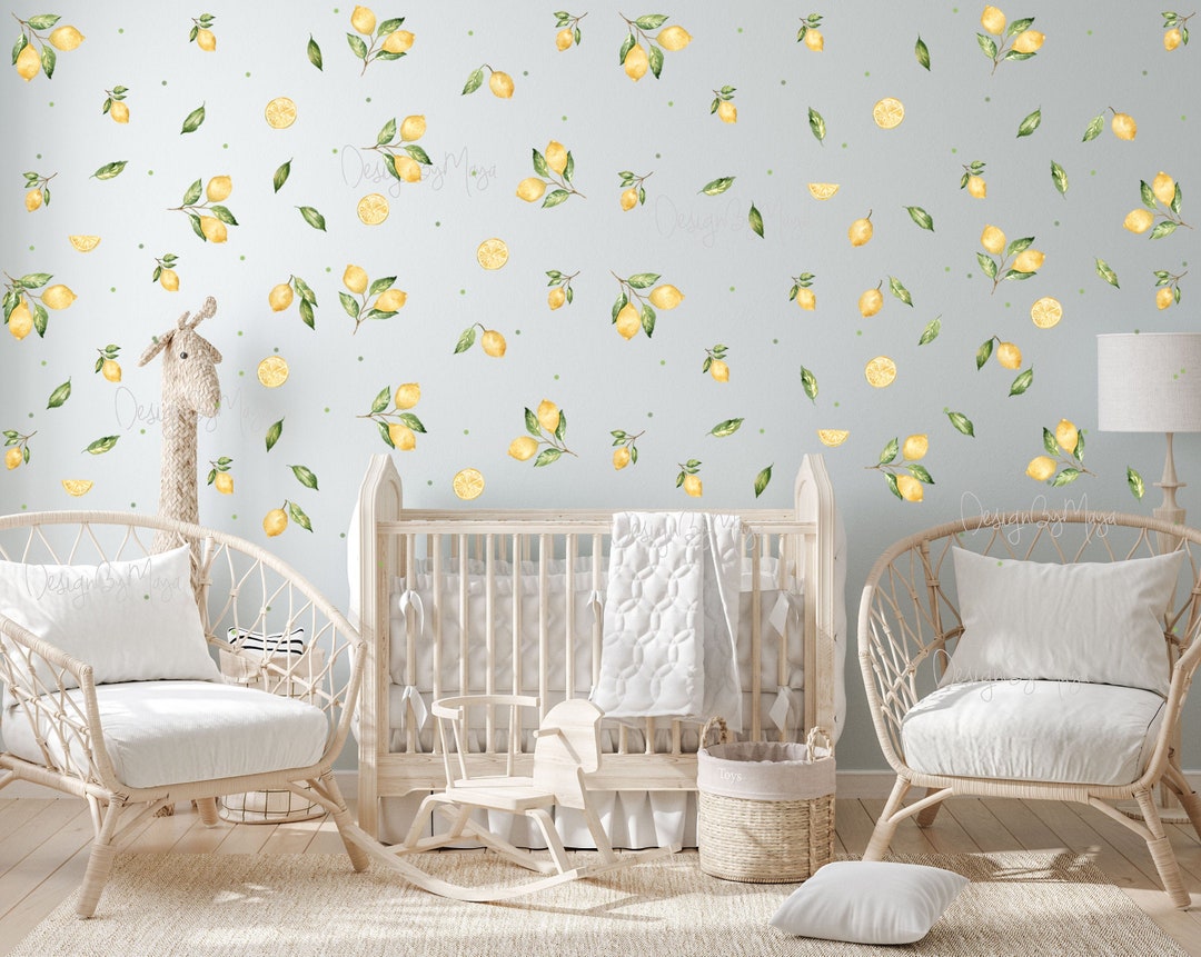 Lemons Murals, Fabric Citrus Decals, Southern Decor, Boho Wall Decor ...