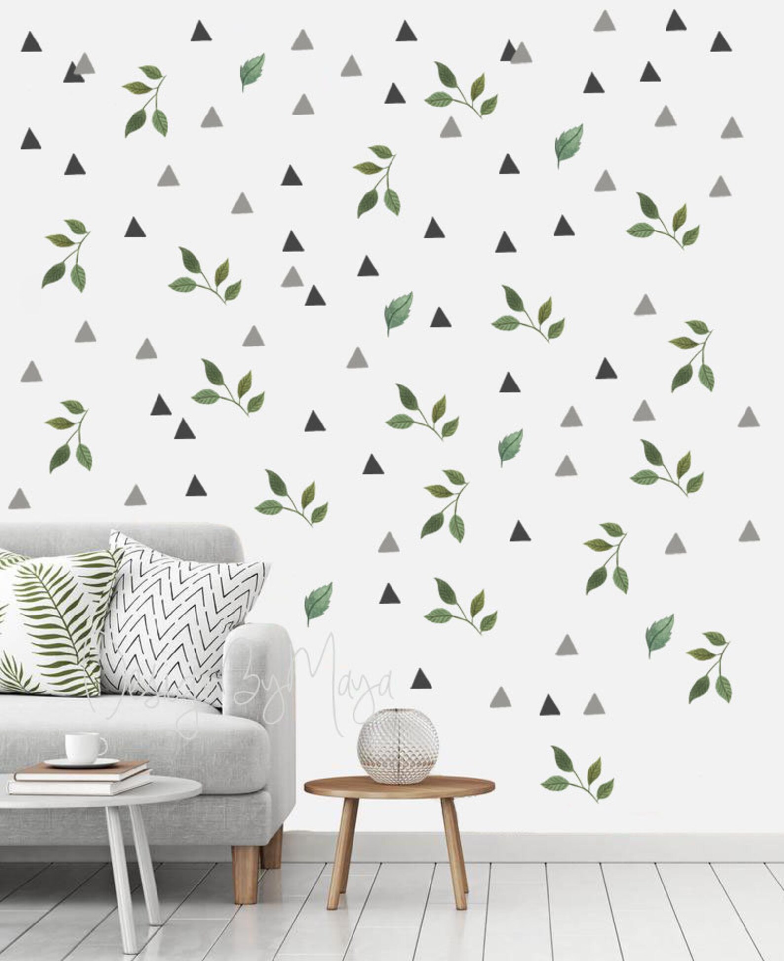 Green Leaves Decals Botanical Print Green Leaf Wall Decal - Etsy