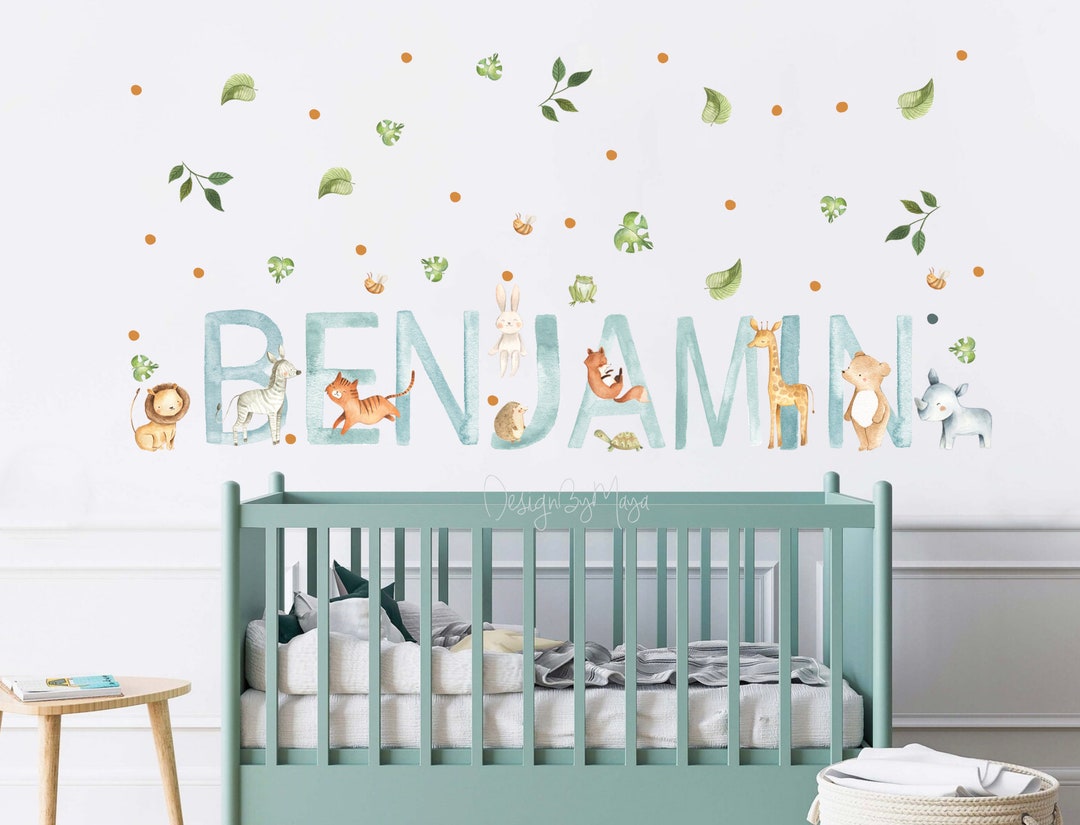 Baby Name Decor, Nursery Safari Theme, Fabric Decals, Baby Name ...