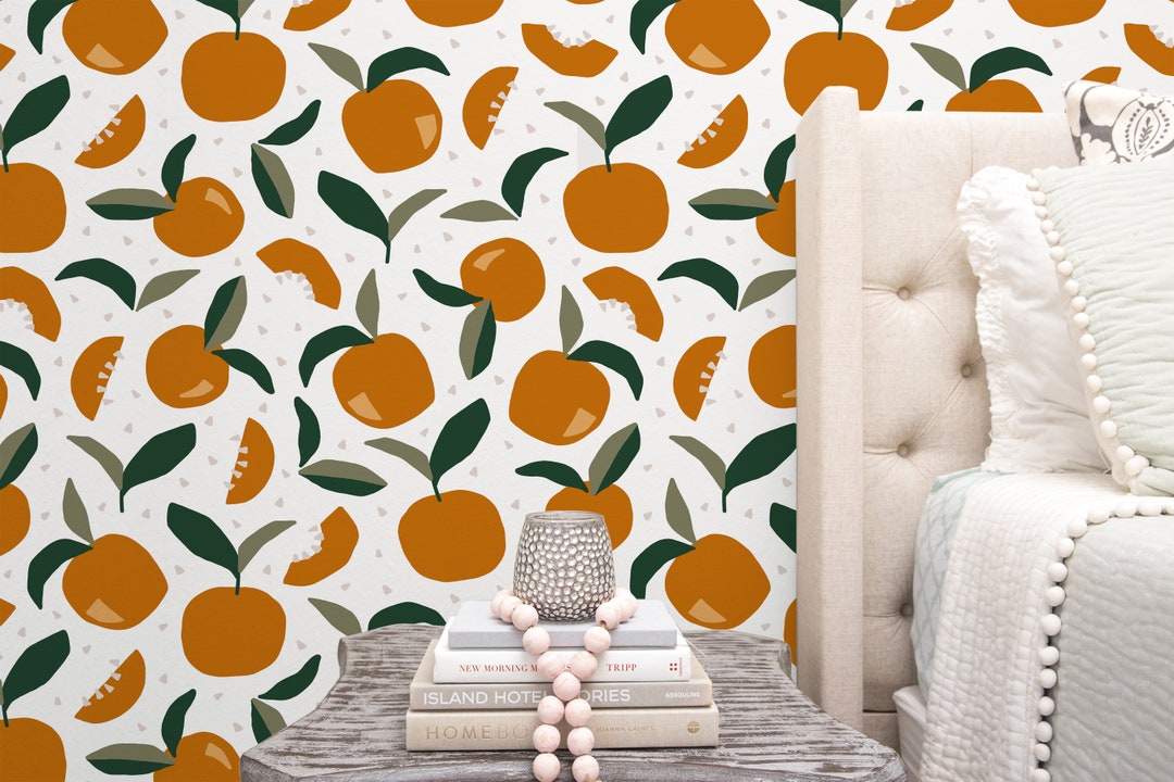 Watercolor Clementine Decor House Wall Paper Citrus Wall Art Nursery ...
