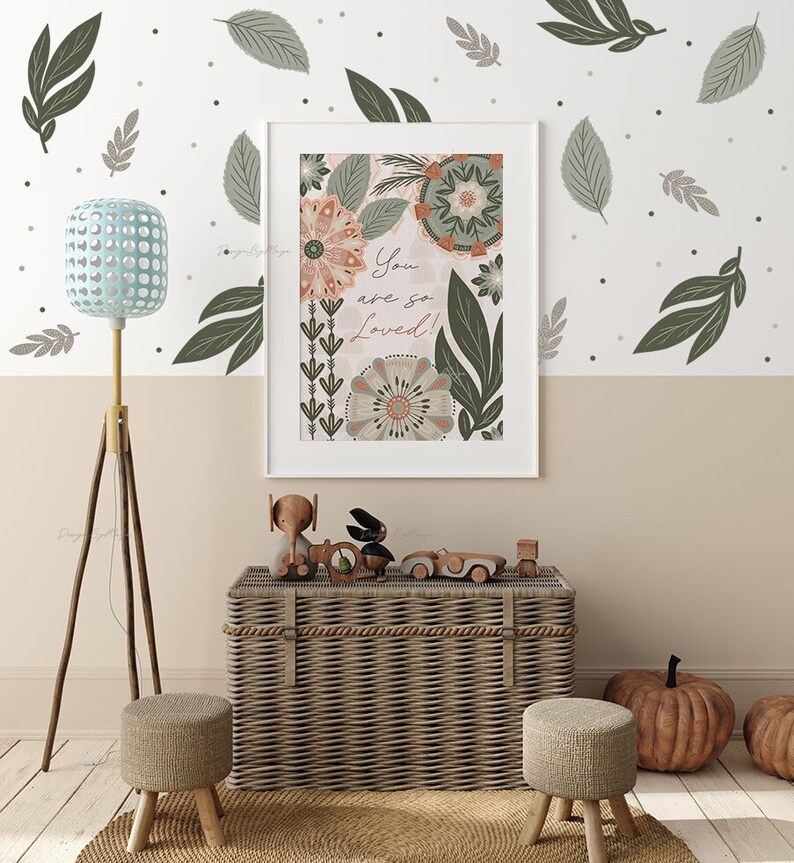Bohemian Tropical Wall Stickers Boho Floral Green Leaves - Etsy