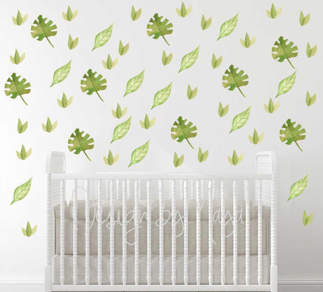 Greenery Decal Botanical Print Green Leaf Wall Decal Wall - Etsy