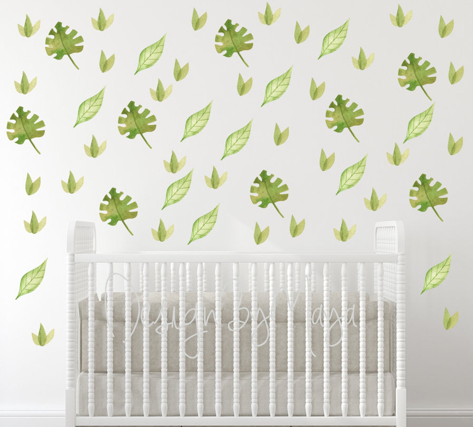 Greenery decal Botanical print Green Leaf Wall Decal Wall | Etsy