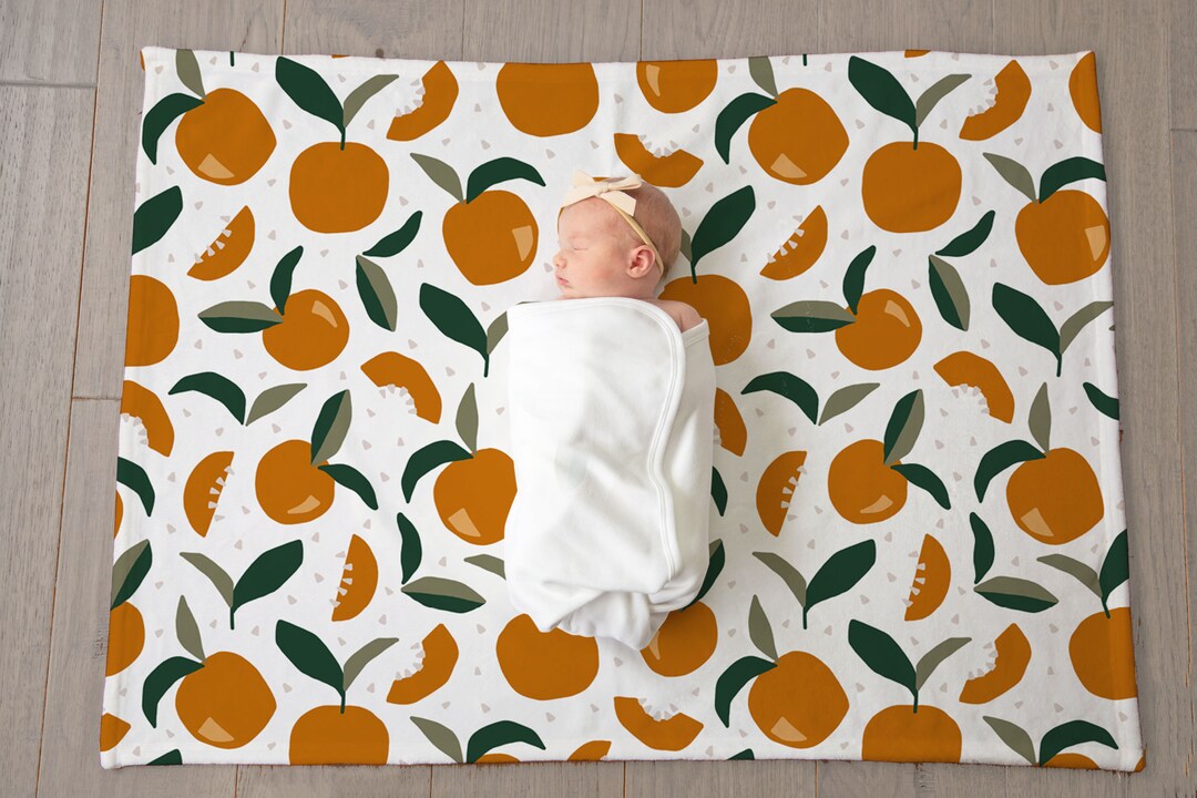 Retro Clementine Baby Blanket: Boho Minky Fleece Nursery Bedding - Etsy