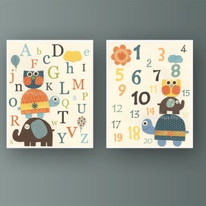 Nursery Letters and Nursery Numbers Set of Prints Nursery Letters Theme ...