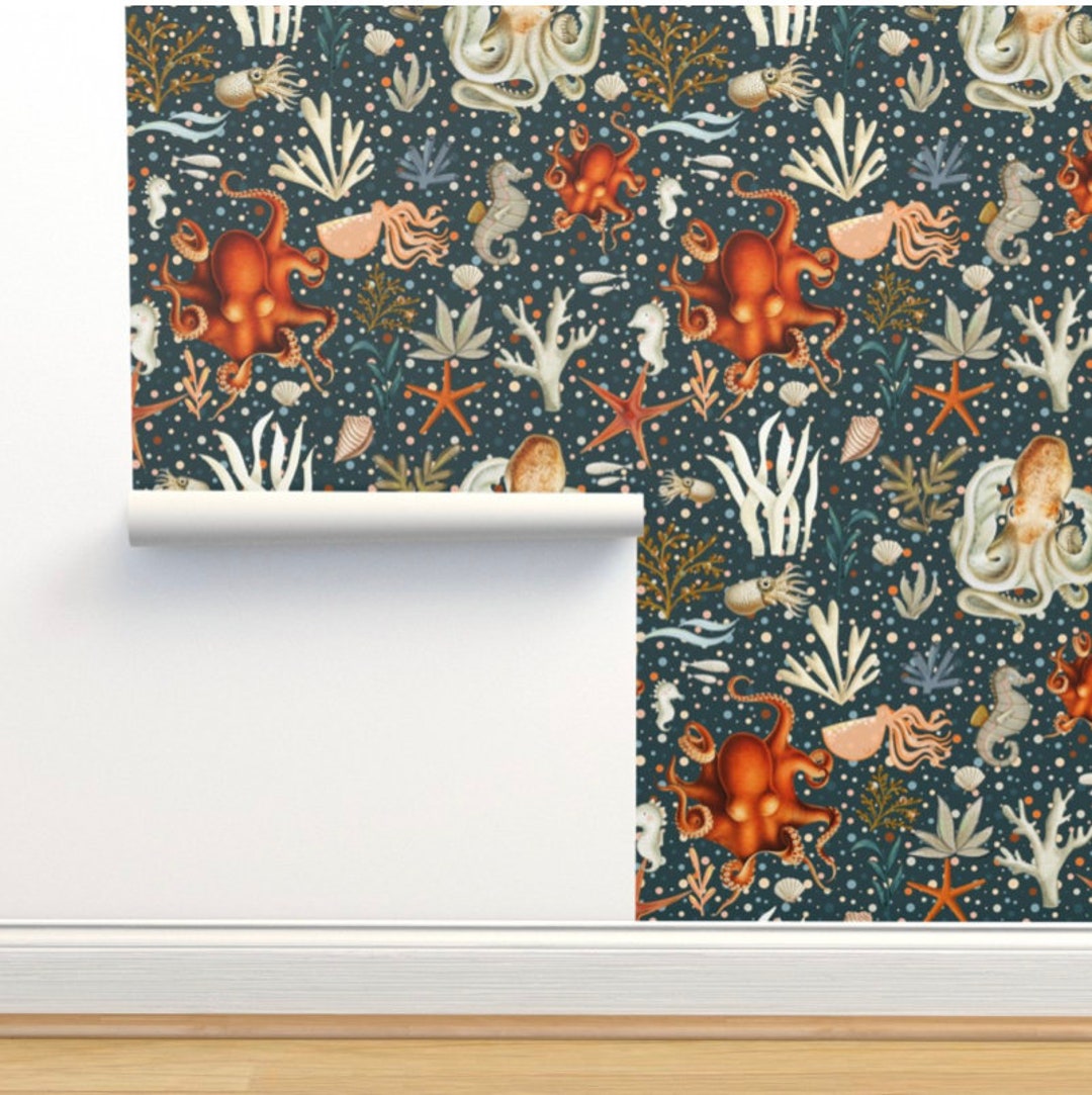 Marine Life Wallpaper, Vintage Decor, Boho Abstract, Nautical Nursery ...