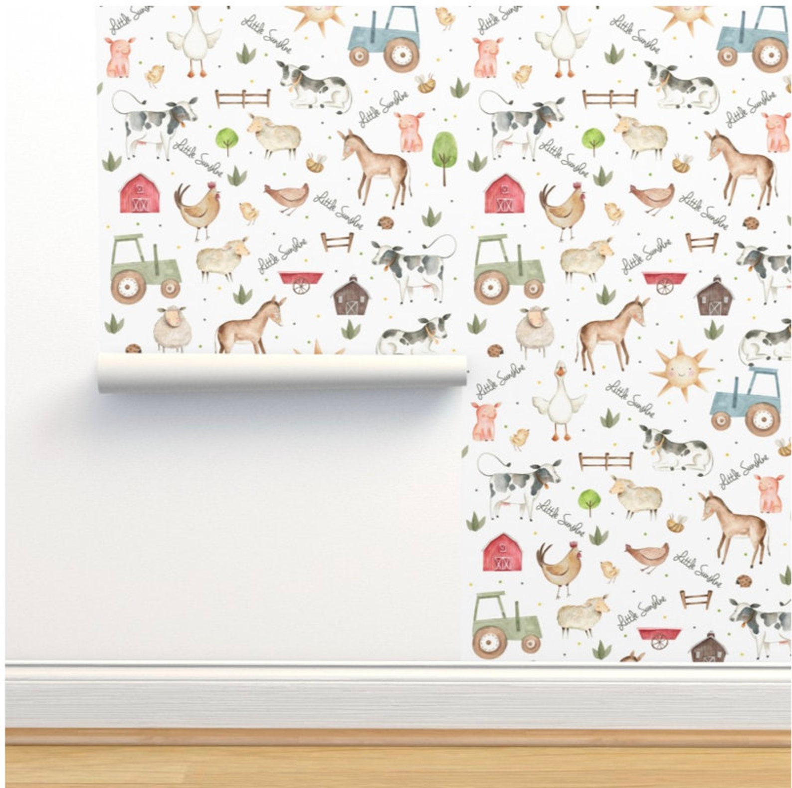 Nursery Rhymes Baby Wallpaper Barn Animals Wallpaper Boho - Etsy