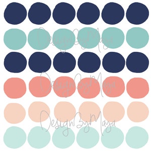Nursery Decals, Baby Nursery Wall Decal, Teal Navy Coral Polka Dots ...