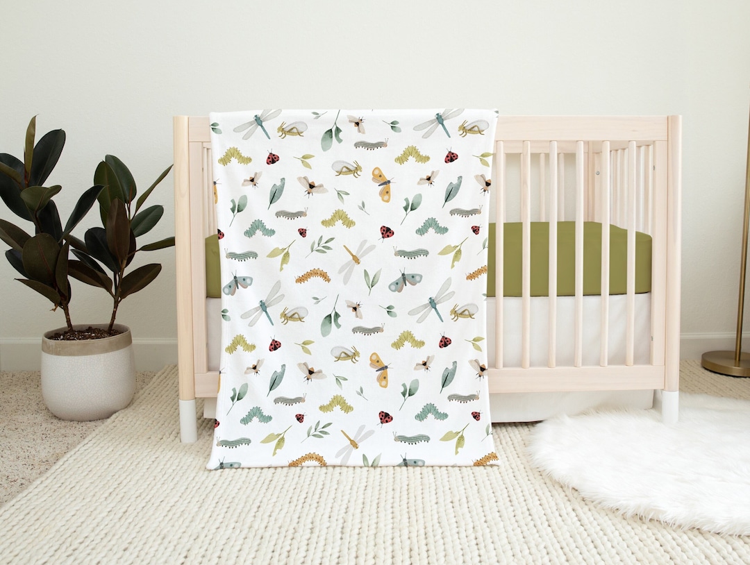 Butterfly & Bugs Baby Blanket: Minky Nursery Bedding - Etsy