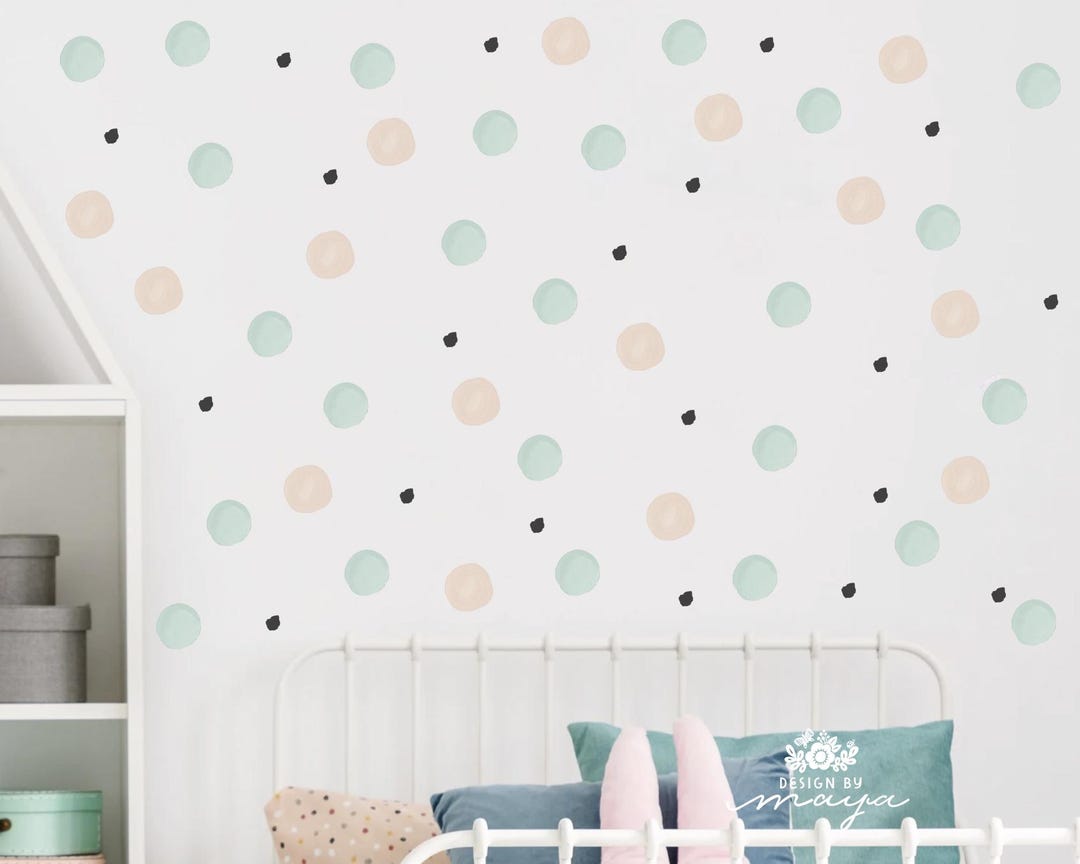 Earth Tones Polka Dot Nursery Decals: Teal & Gray Wall Art - Etsy