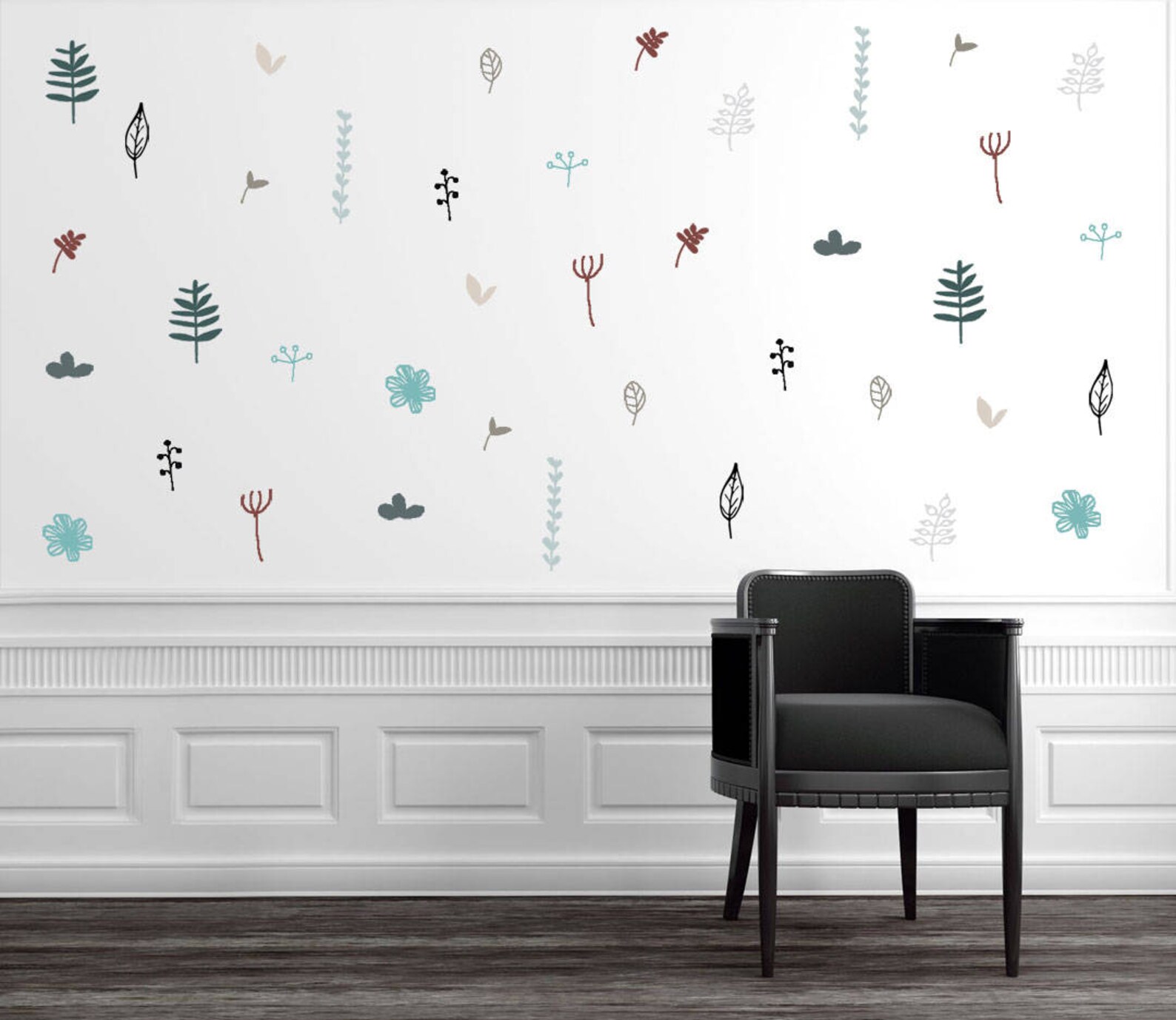 Green leaves decals Botanical print Green Leaf Wall Decal | Etsy