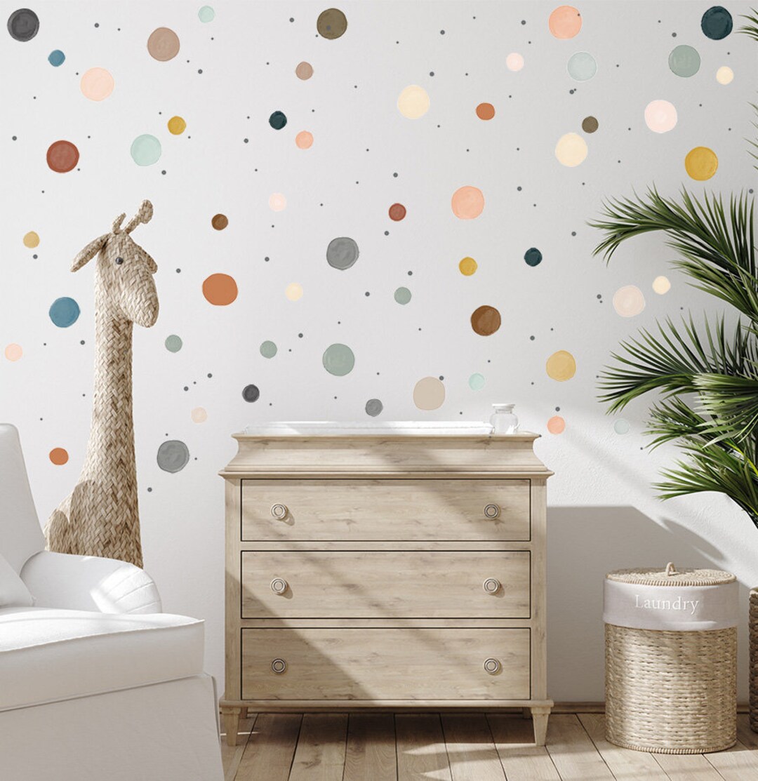 Nursery Decals, Earth Tones Wall Decal, Gray, Teal, Polka Dots, Nursery ...