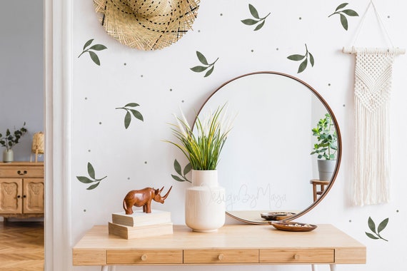 Greenery Wall Stickers Green Leaf Wall Decals Watercolor - Etsy