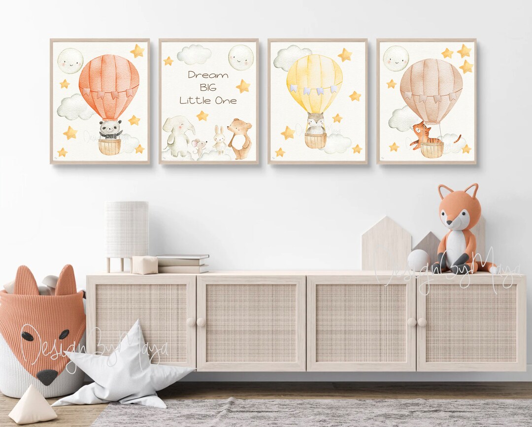 Baby Print, Nursery Hot Air Balloon Art, Cute Baby Nursery Decor, Baby ...