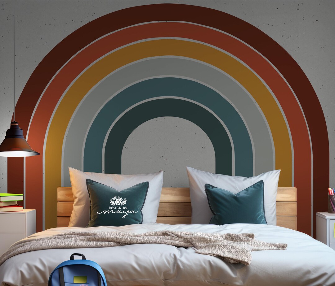 Retro Rainbow Wall Decals: Boho Desert Decor, Kids Room Art - Etsy
