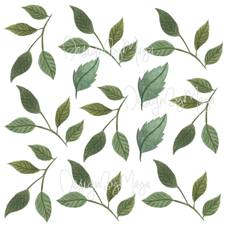 Botanical Decor Green Leaf Wall Decal Modern Decal Leaves - Etsy