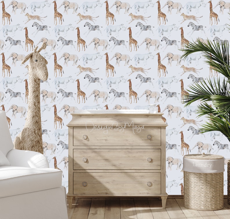 Woodland Animals Nursery Wallpaper: Peel and Stick Forest Mural - Etsy ...