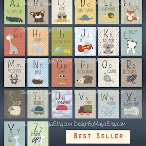Alphabet Cards A to Z Animal Alphabet Card Set Nursery Wall Cards ...