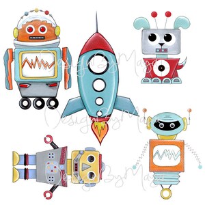 Solar System Wall Decals, Baby Room Decor, Outer Space, Robots Decor ...