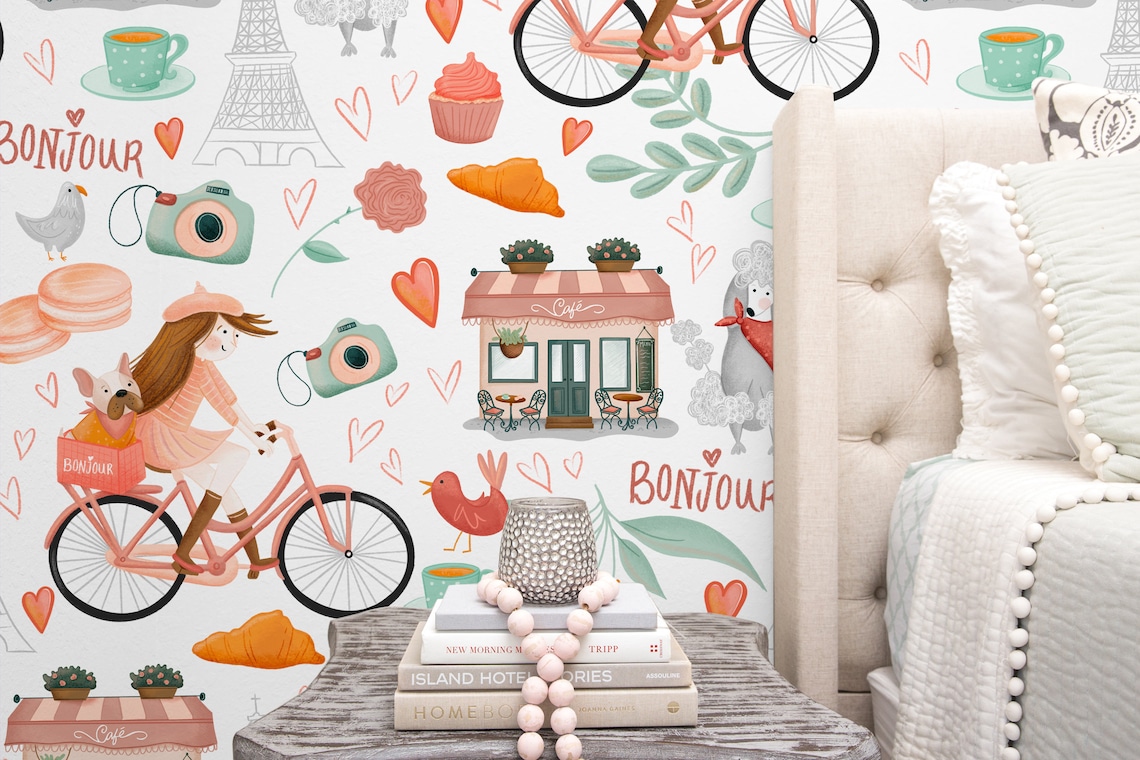 Bunny Wallpaper: Watercolor Rabbit, Floral Kids Nursery Decor - Etsy