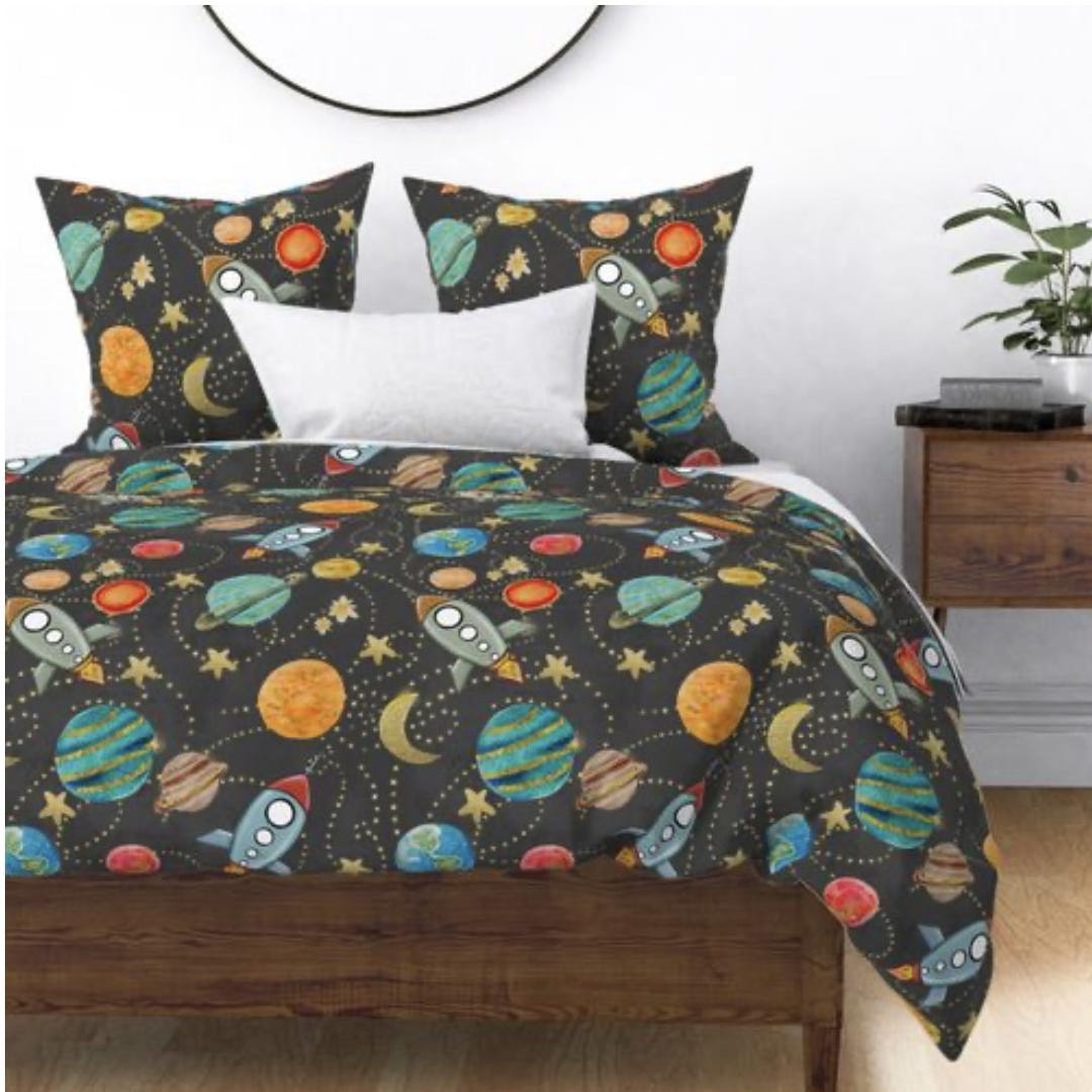 Solar System Comforter: Whimsical Space Bedding for Kids - Etsy