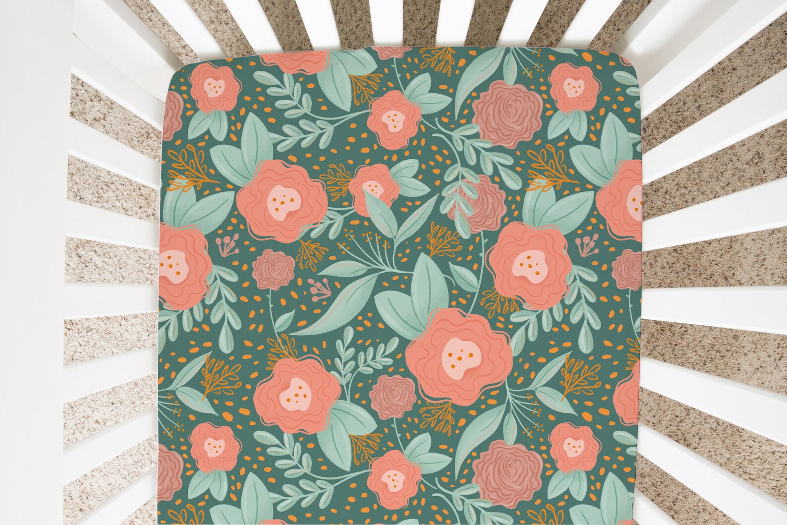 Flower Boho Crib Sheet Floral Bedding Elegant Vintage Baby | Etsy