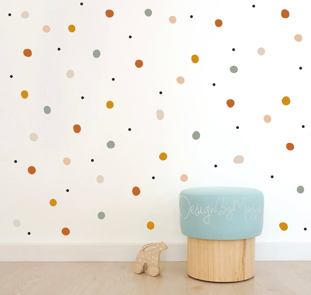 Nursery Decals, Earth Tones Wall Decal, Gray, Teal, Polka Dots, Nursery ...