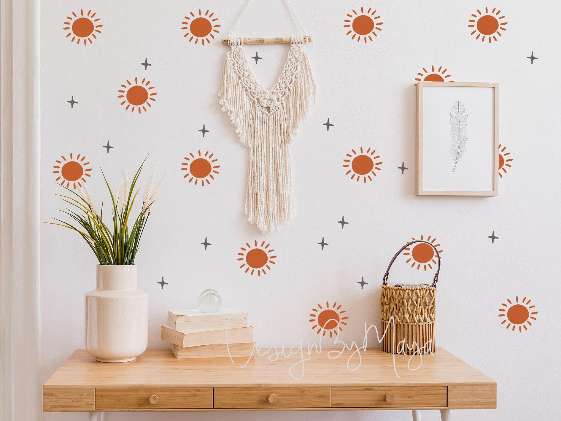 Sun Decals Sun Wall Stickers Boho Design Southern Decor | Etsy
