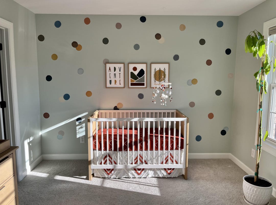 Nursery Decals, Earth Tones Wall Decal, Gray, Teal, Polka Dots, Nursery ...