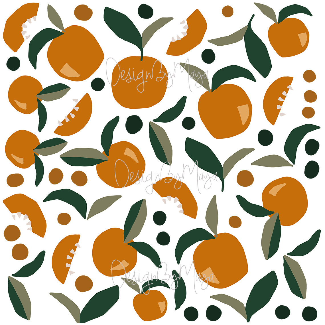 Retro Nursery Decal Watercolor Clementine art Fabric citrus | Etsy