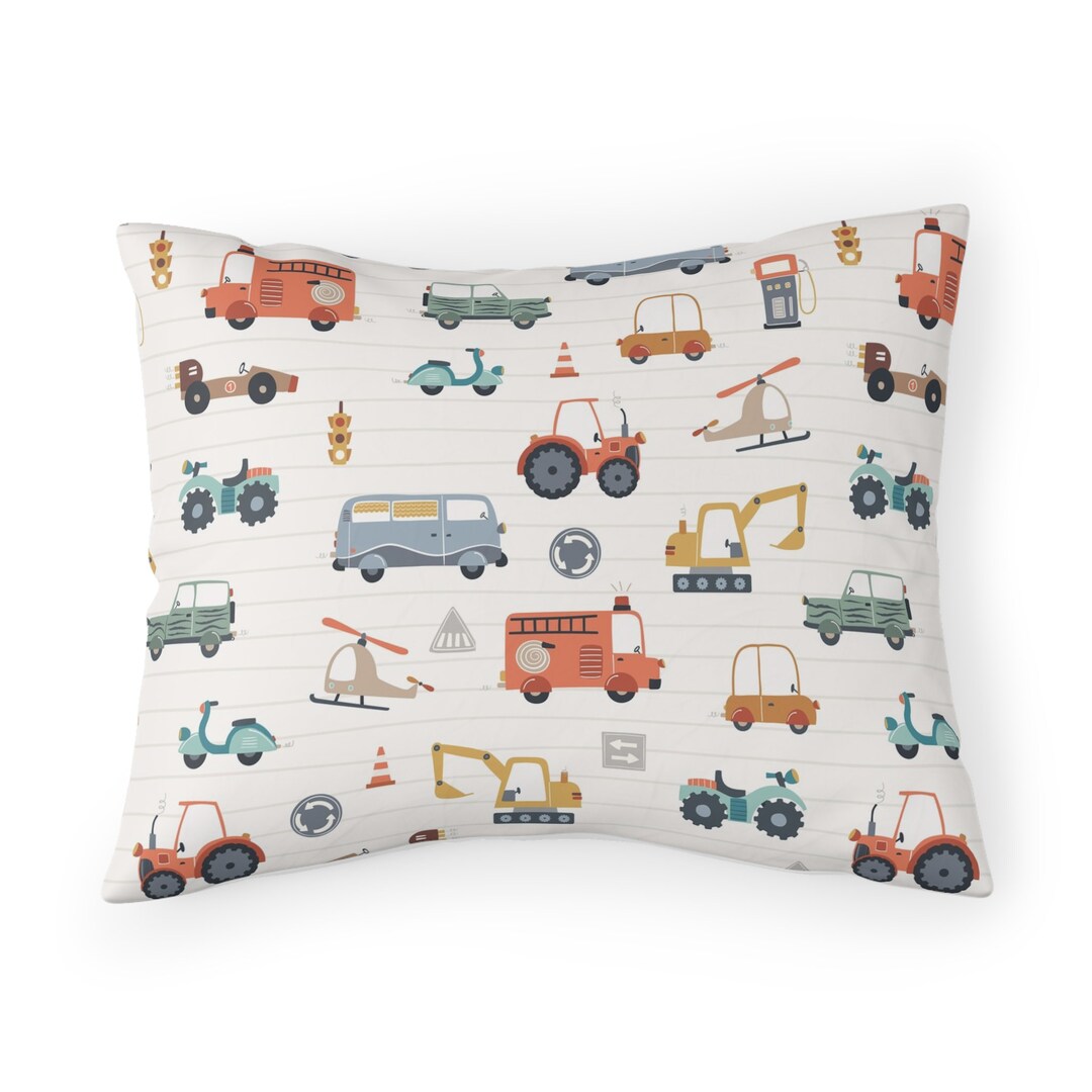 Transportation Pillow Sham: Cars, Trucks, & Tractors Nursery Decor - Etsy