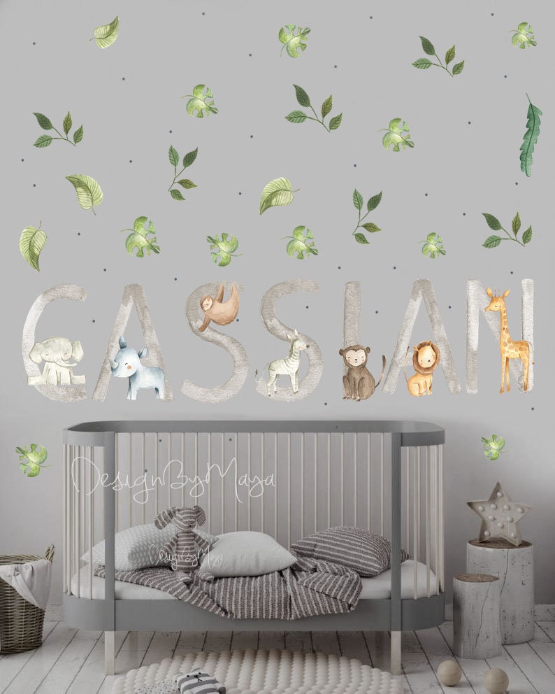 Personalized Baby Decals Baby Name Decor Nursery Safari | Etsy