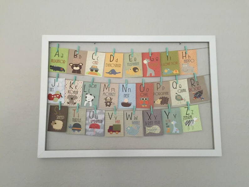 Animal Alphabet Cards A-Z: Nursery Wall Art Prints - Etsy