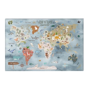 Map of the World Rug, Play Rug, Play Mat, Nursery Rug, Kids Rug, Kids ...