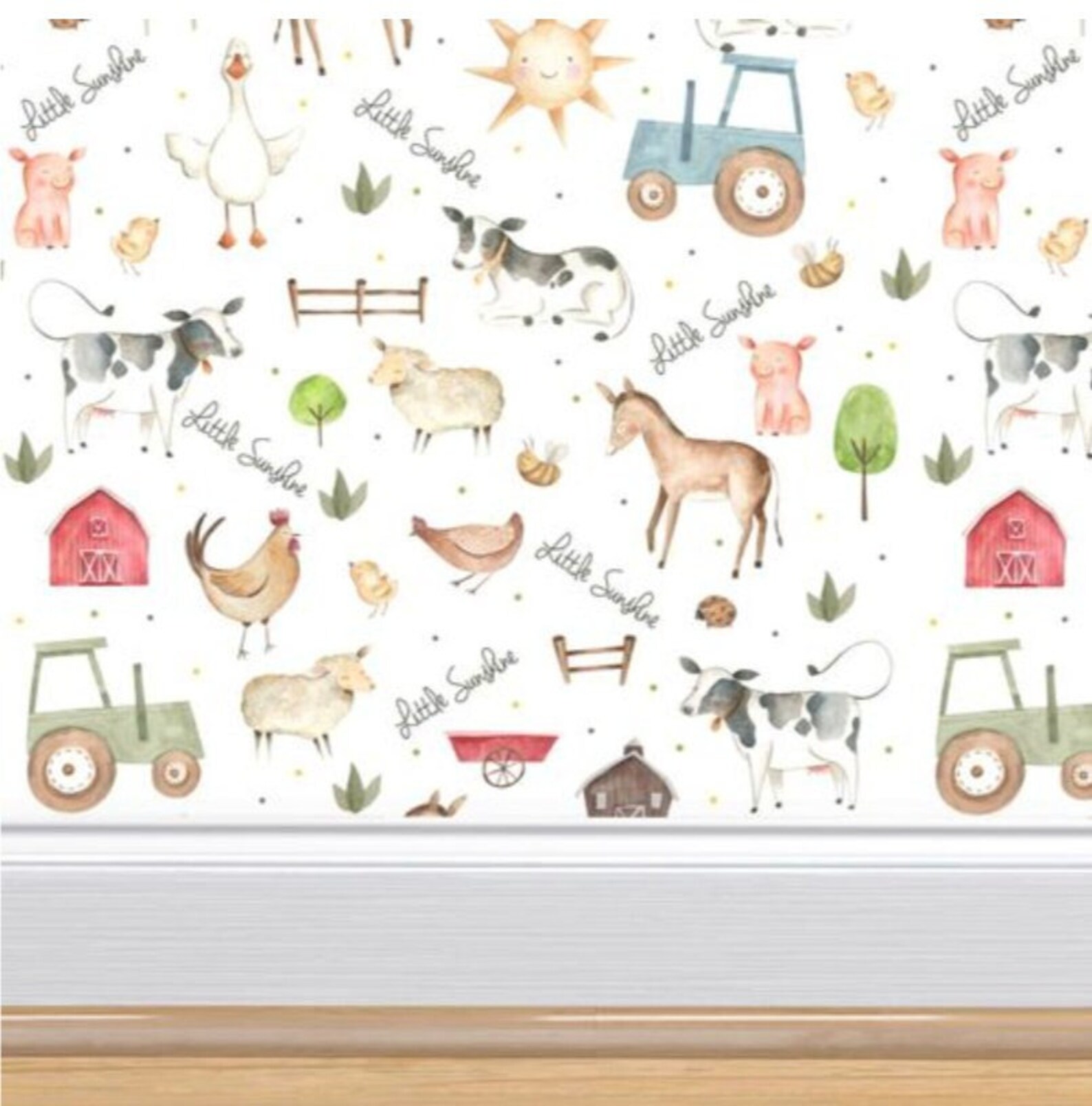 Nursery Rhymes Baby Wallpaper Barn Animals Wallpaper Boho - Etsy