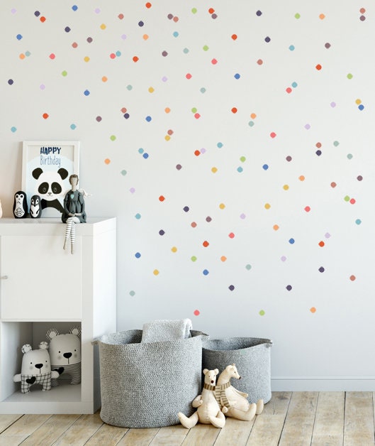 Rainbow Confetti Polka Dot Wall Decals - Kids Room Decor - Etsy