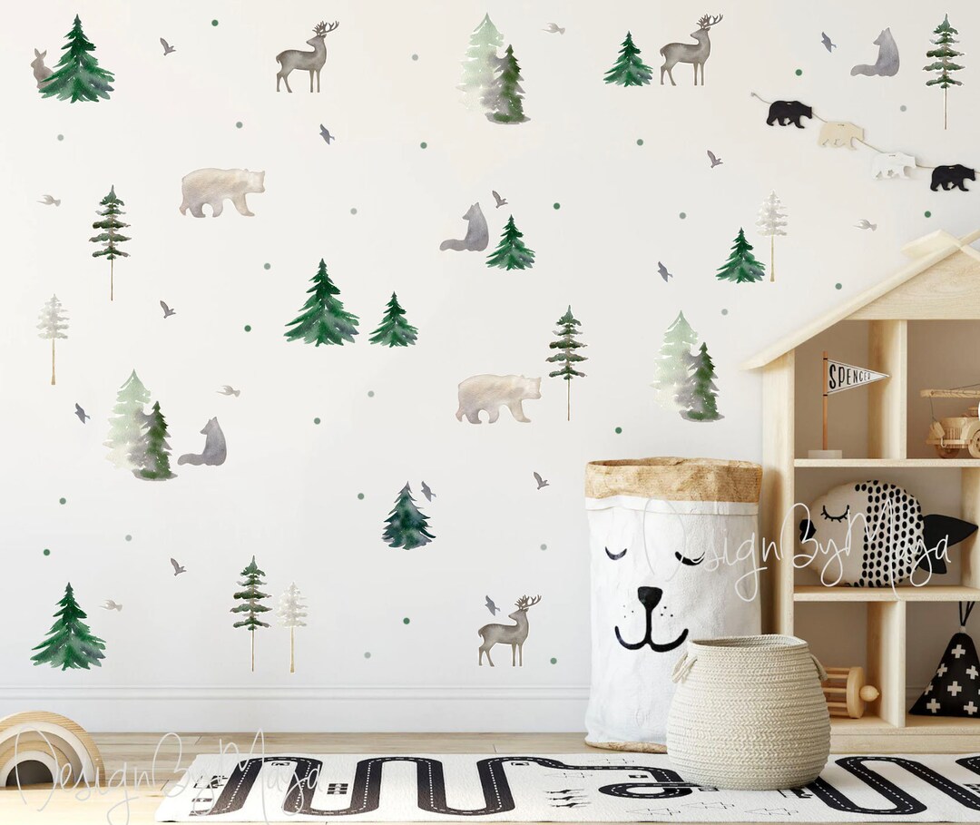 Pine Tree Fabric Wall Decals: Woodland Nursery Decor - Etsy