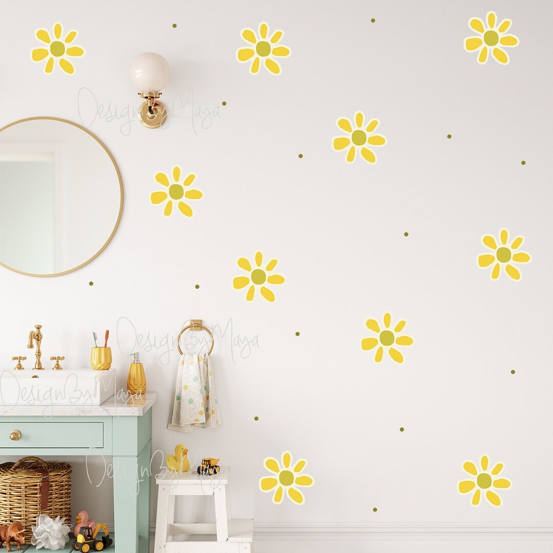 Daisy Wall Stickers, Baby Nursery Decals, Flower Wall Decals, Earth ...