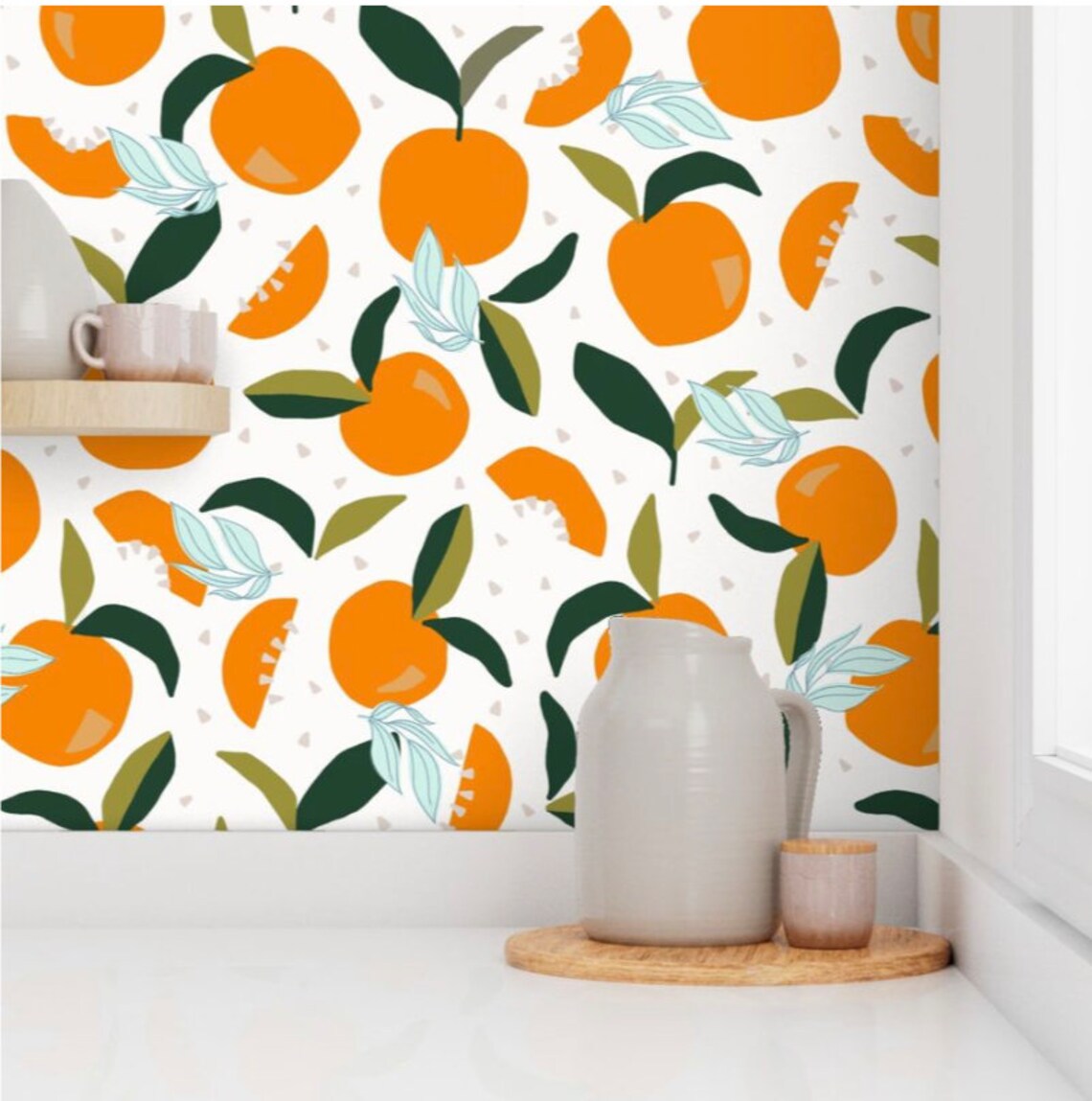 Clementine Wallpaper, Citrus Wall Mural, Boho Nursery Decor - Etsy