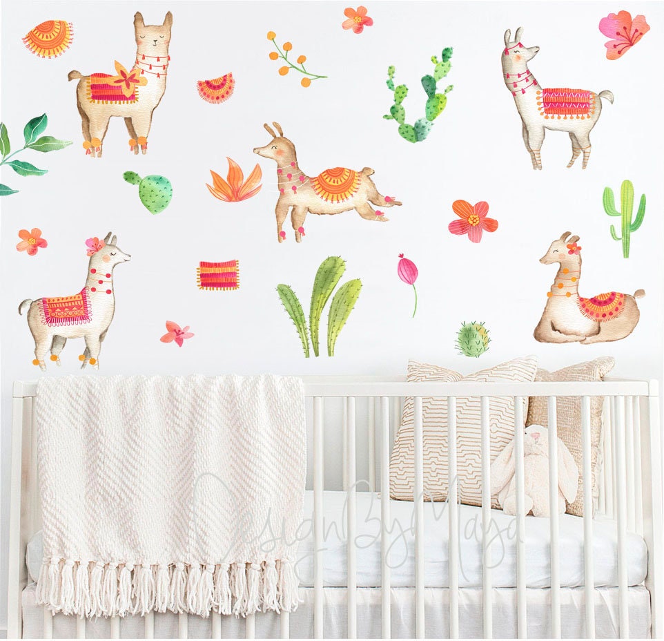 Llama Nursery Wall Decor Llama Girl Bedroom Wall Art Llama | Etsy