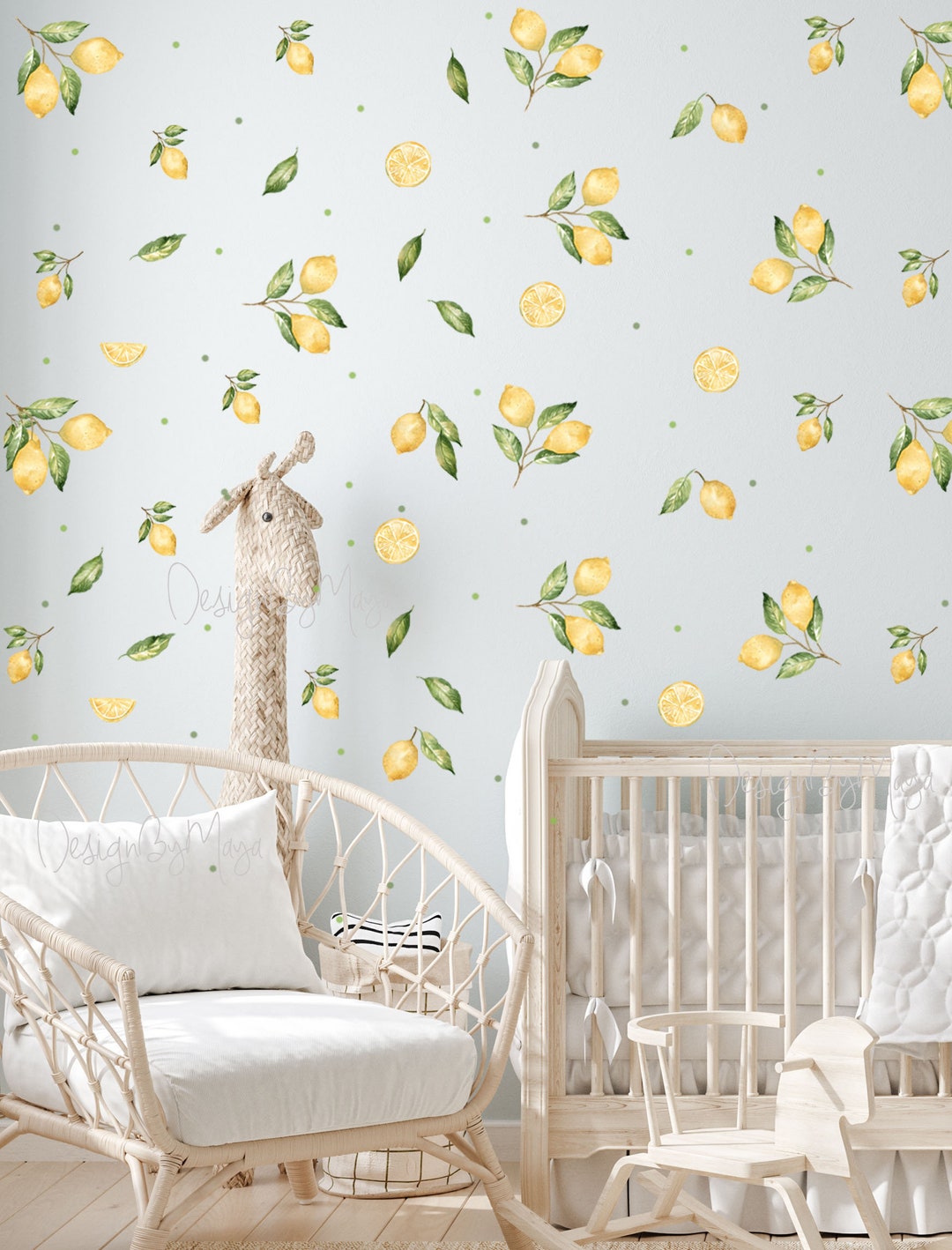 Fabric Citrus Decals, Lemons Murals, Southern Decor, Boho Wall Decor ...