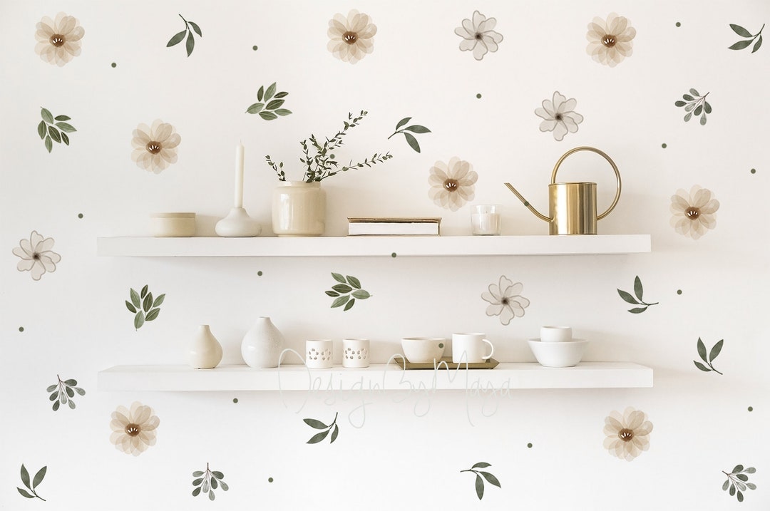 Greenery Wall Decals, Green Leaf Wall Stickers, Watercolor Greenery ...